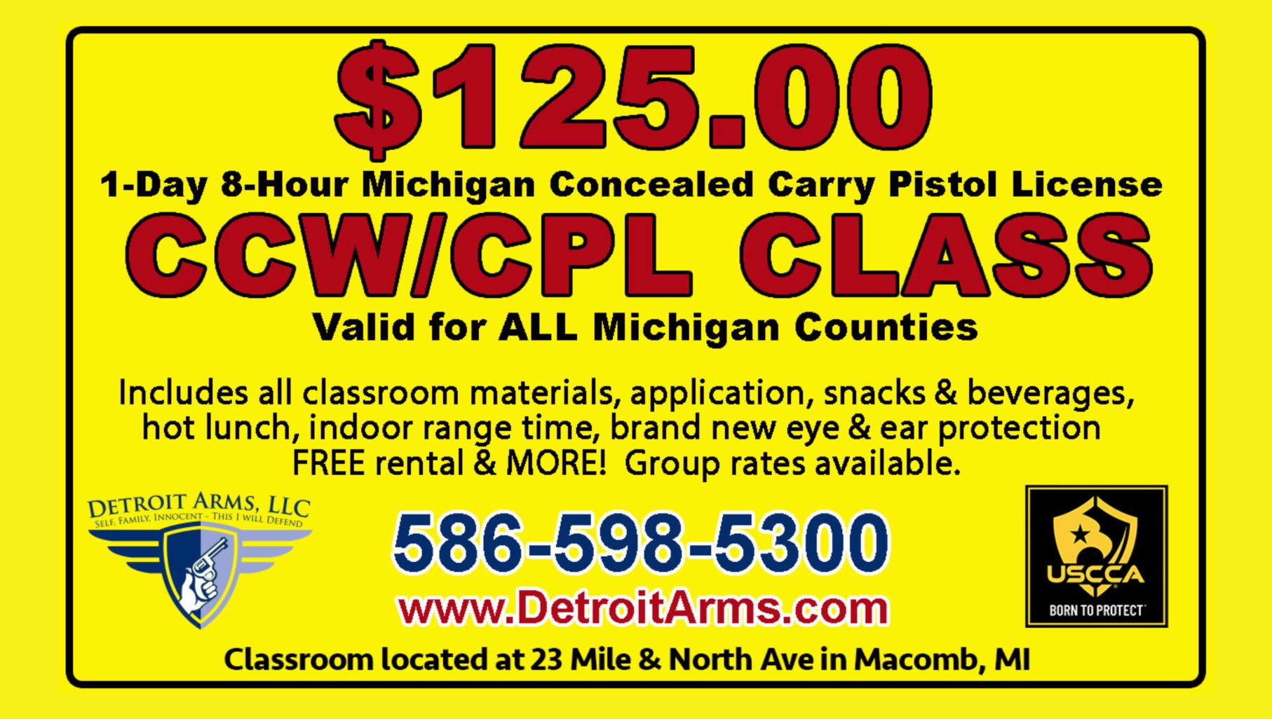 1-Day Michigan Concealed Carry CCW/CPL Class | Detroit Arms LLC